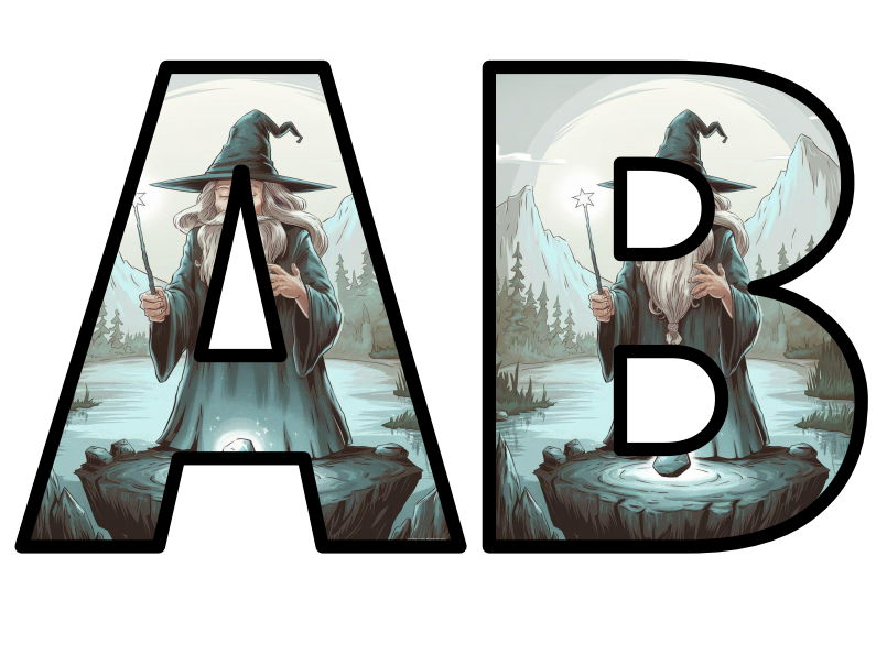 Glowing Magic Pebble Wizard Lettering Set Instant Display Title All ...