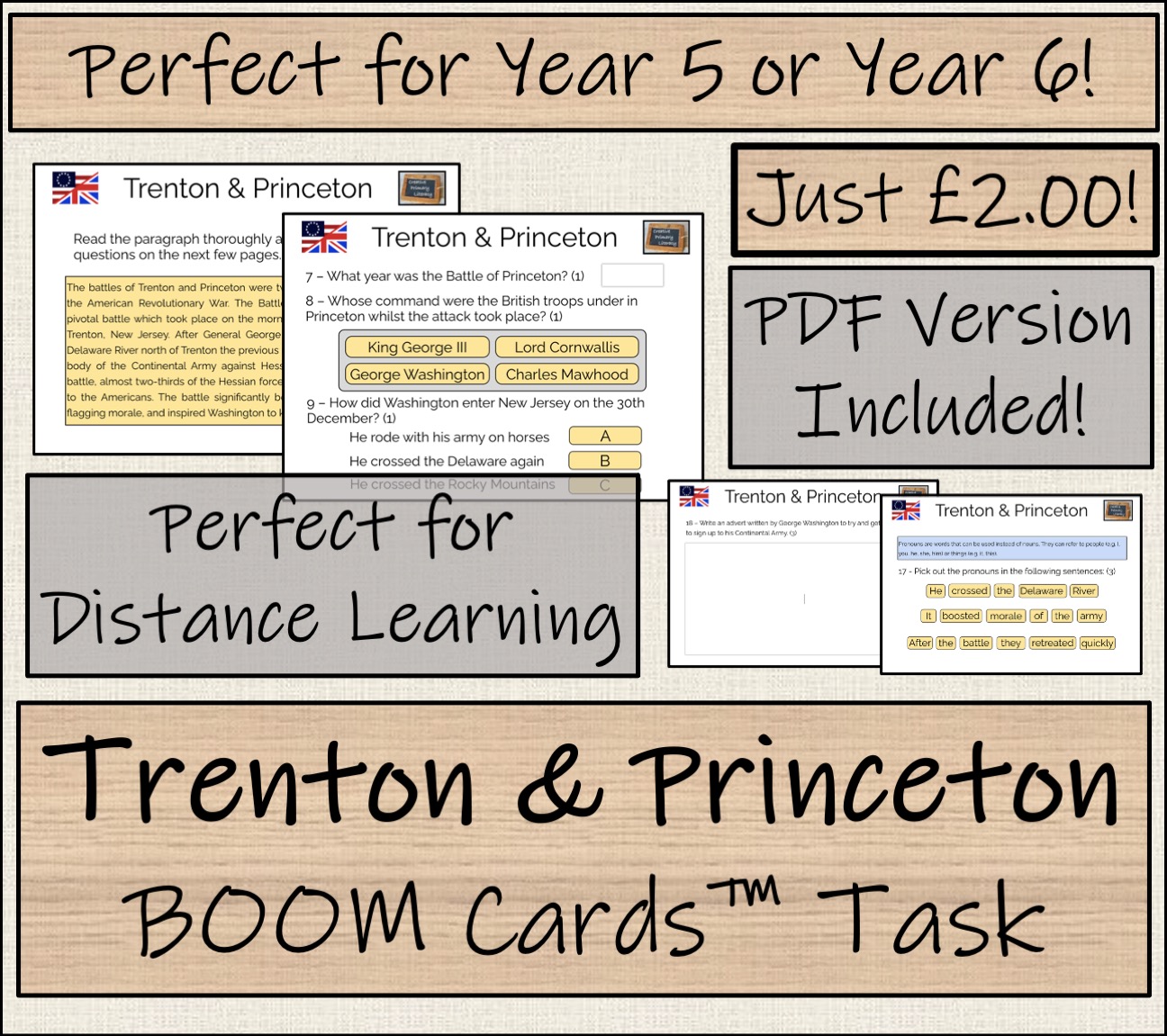 Battles of Trenton & Princeton - UKS2 BOOM Cards™ Comprehension ...