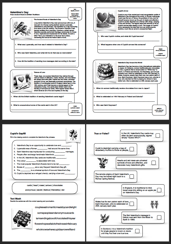 English - Valentine's Day Worksheet (EFL / ESL / ESOL) | Teaching Resources