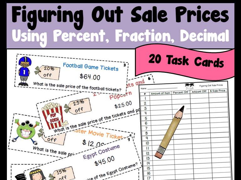 Figuring Out Sale Prices Using Percent - Decimal - Fraction | Teaching ...
