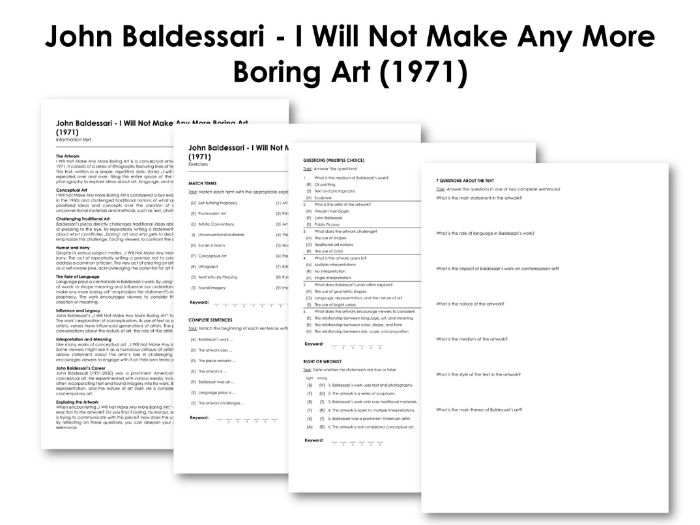 John Baldessari - I Will Not Make Any More Boring Art (1971) | Teaching Resources