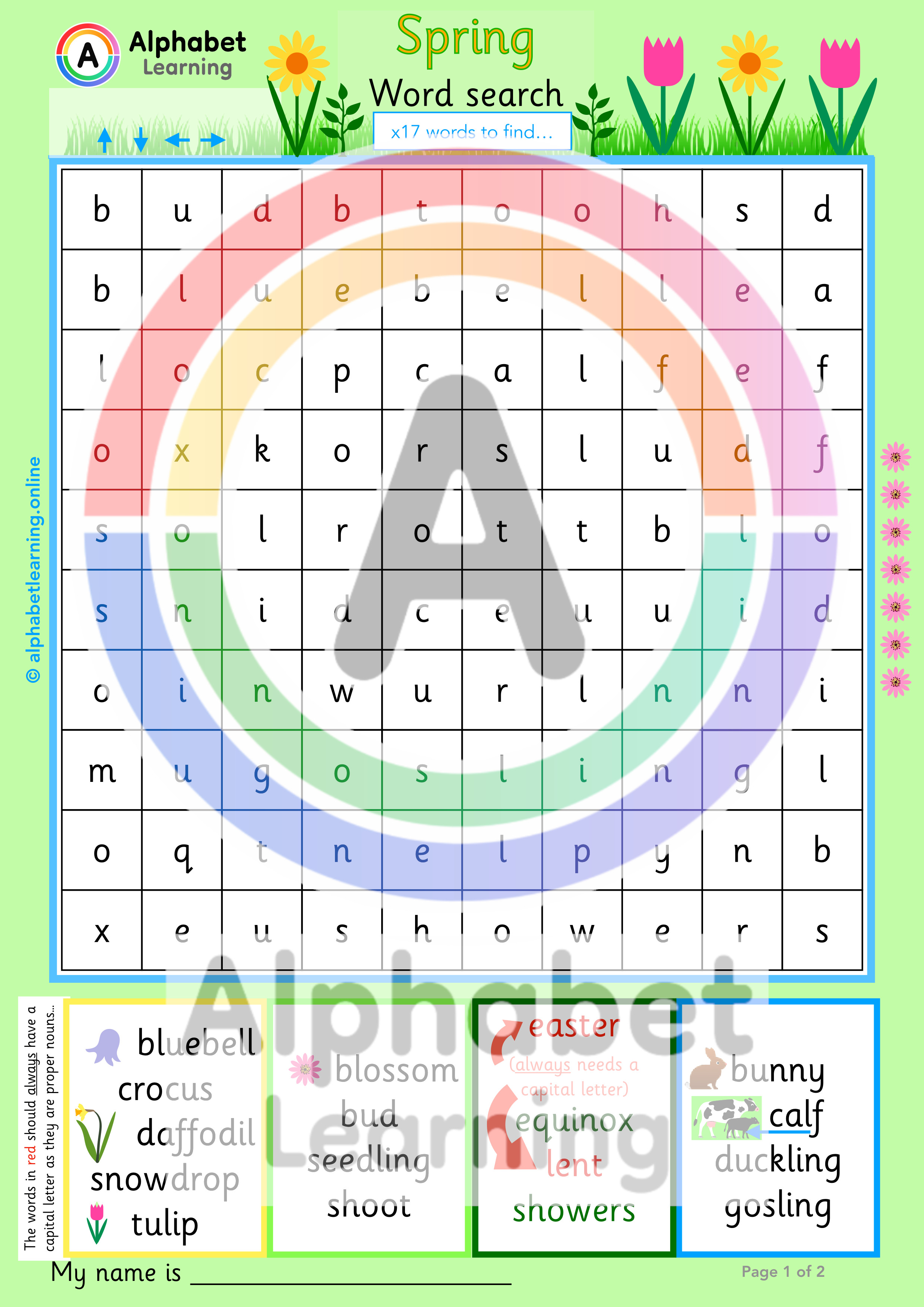 Wordsearch - Spring, x17 words to find | Teaching Resources