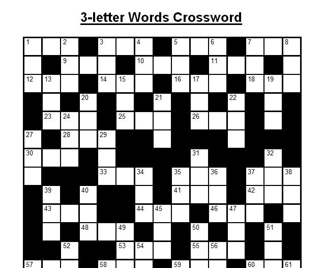 Crossword On 3 letter Words Answers Teaching Resources Crossword On 3 letter Words Answers Teaching Resources