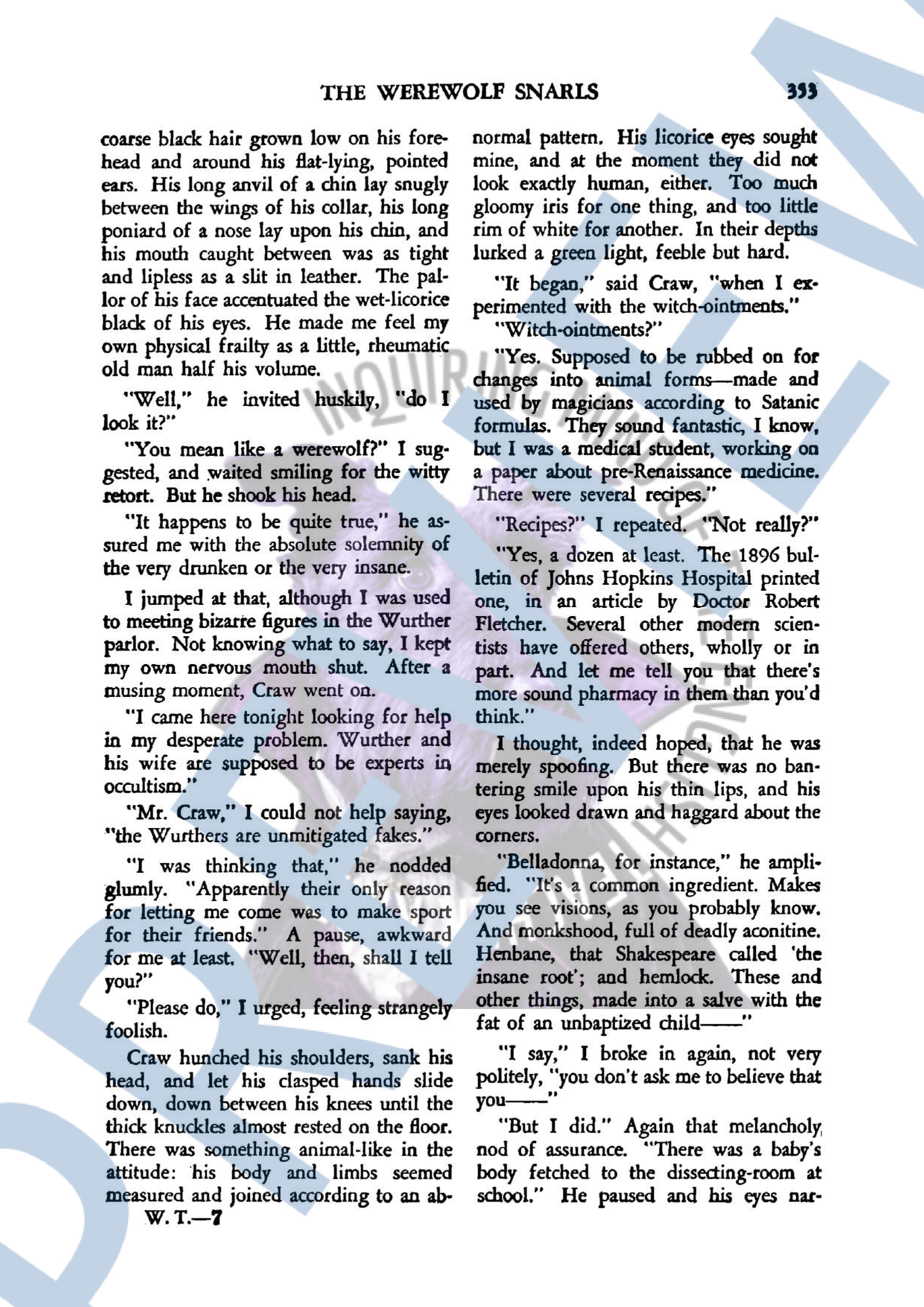 "The Werewolf Snarls" by Manly Wade Wellman Quiz and Answer Key ...