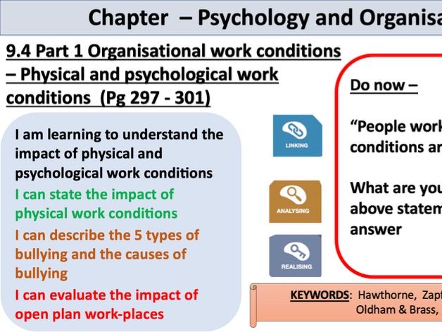 CIE Psychology and Organisations - organisational work conditions ...