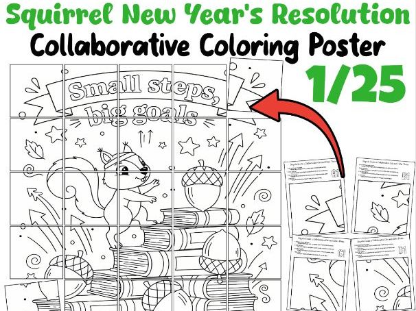 Small Steps, Big Goals – New Year Collaborative Coloring Poster ...