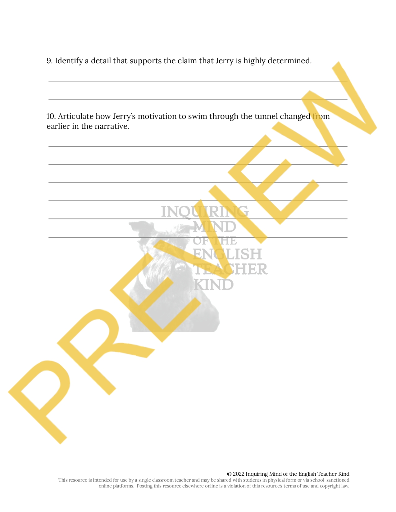 "Through the Tunnel" by Doris Lessing Close Reading Questions ...