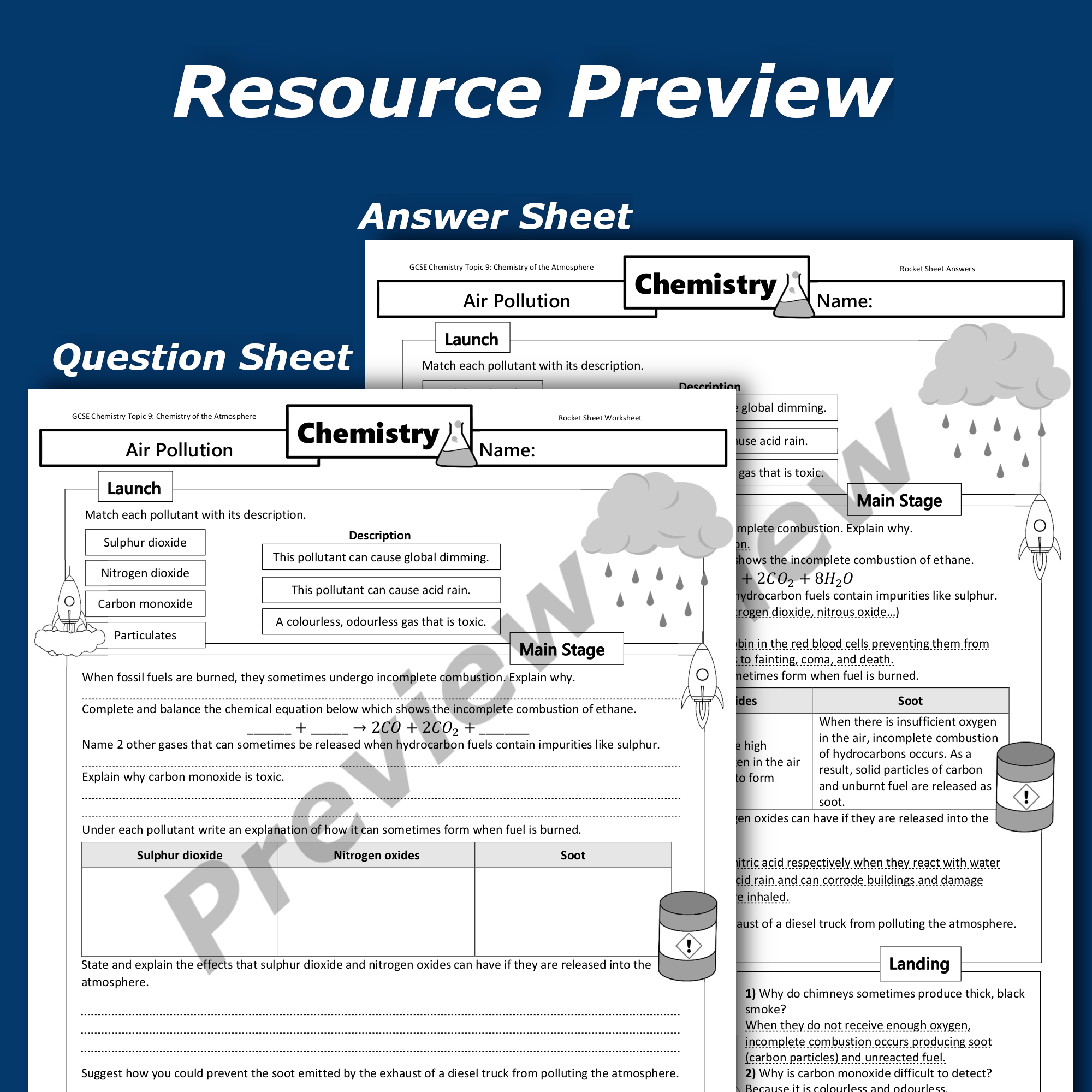 Air Pollution Home Learning Worksheet GCSE | Teaching Resources