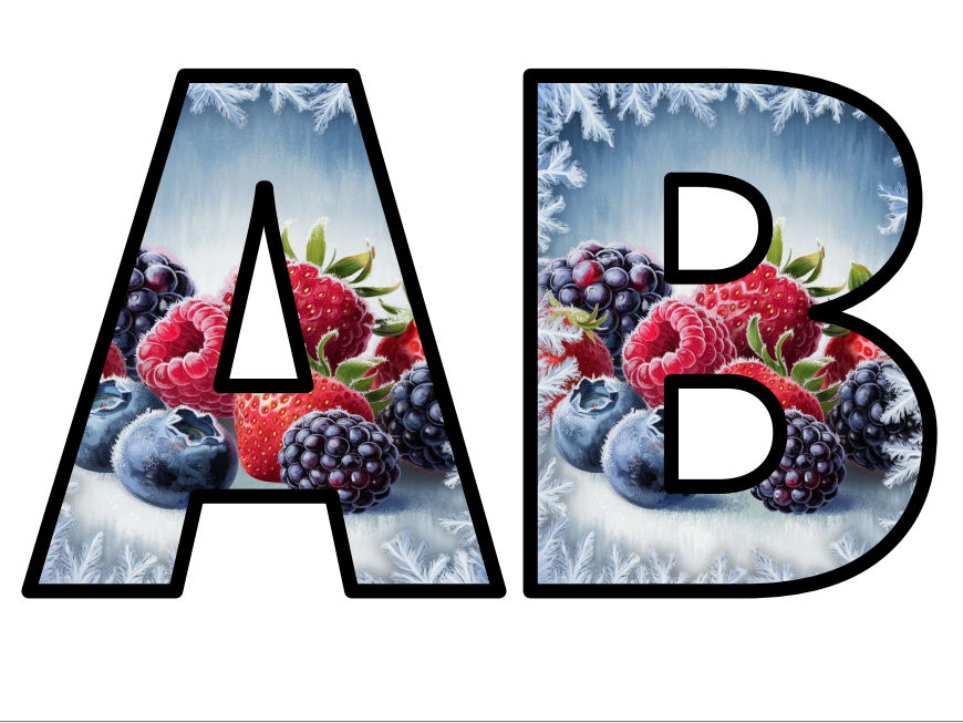 Frozen Berries Healthy Fruit Icy Lettering Set Instant Display Title ...