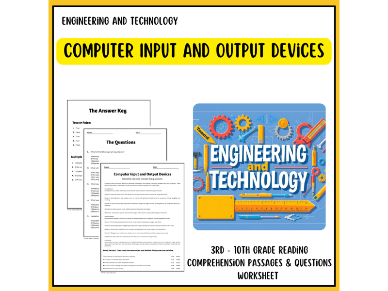 Computer Input and Output Devices Reading Comprehension Passages & Questions Worksheets ...