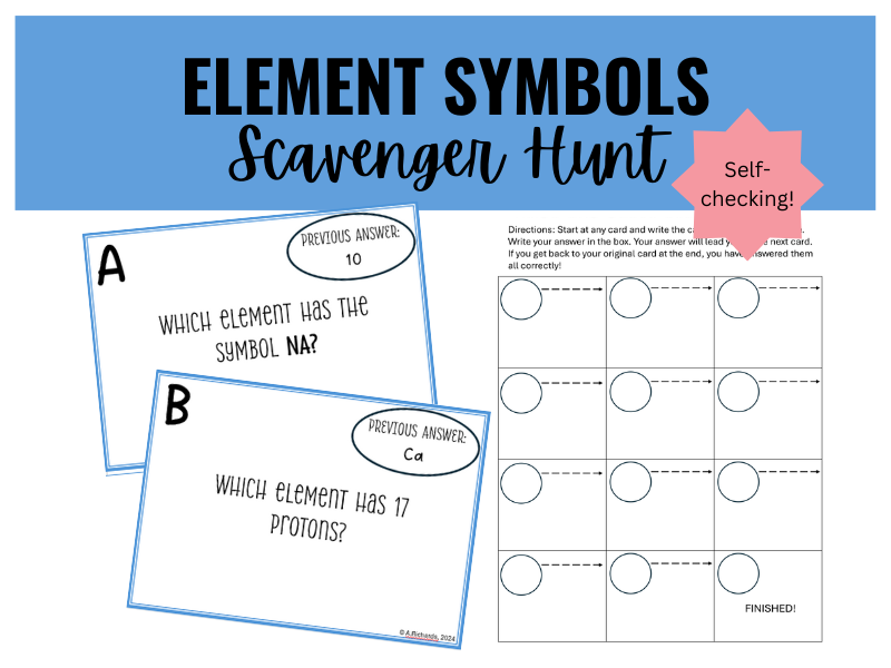 Element Symbols Scavenger Hunt | Teaching Resources
