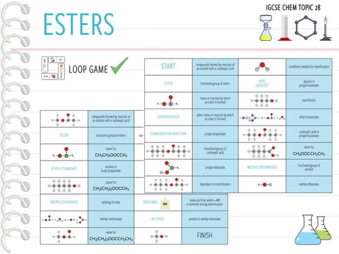 Igcse Chemistry Topic 28 Esters Loop Game Ks4 By Anjacschmidt