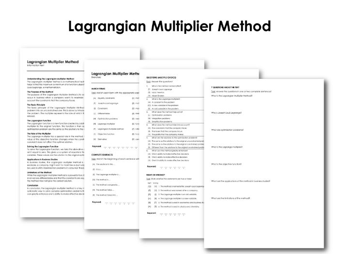 Lagrangian Multiplier Method | Teaching Resources