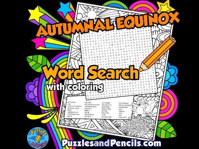 Autumnal Equinox Word Search Puzzle with Colouring | Autumn Wordsearch ...