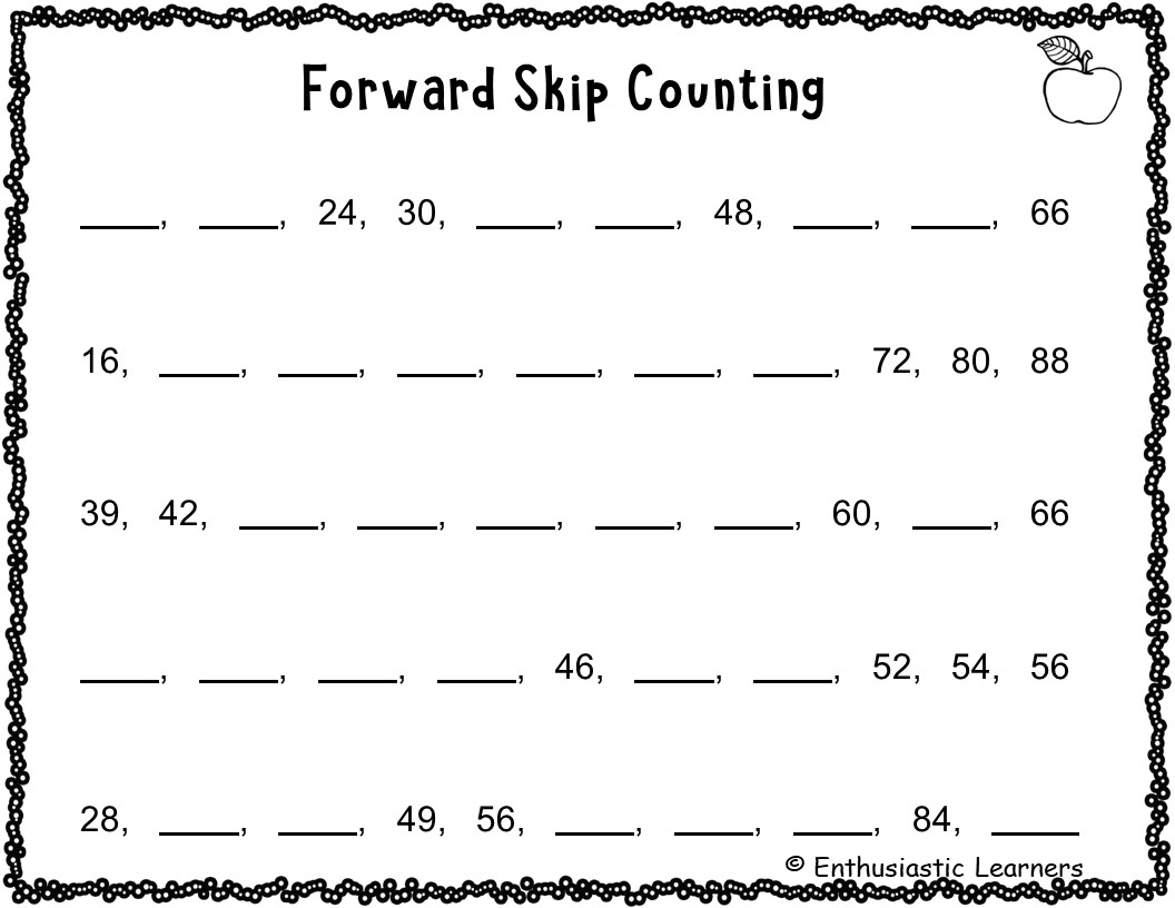 Skip Counting Forward Number Pattern – Complete the Skip Counting ...