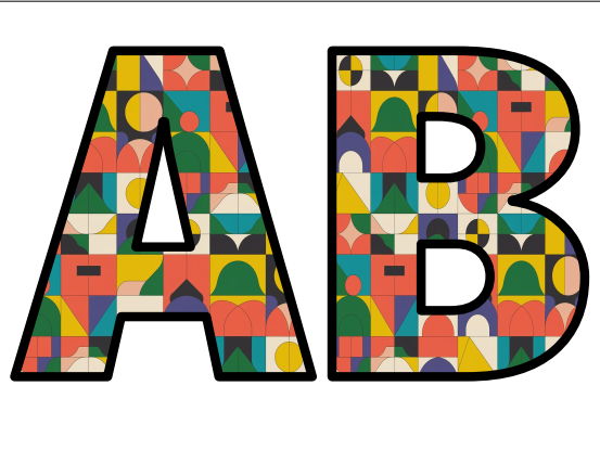 Many 2D Shape Patterns Math Lettering Set Display Title Letters Numbers ...