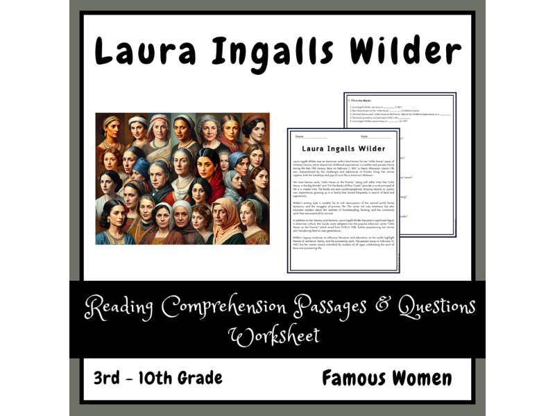 Laura Ingalls Wilder Reading Comprehension Passages & Questions ...