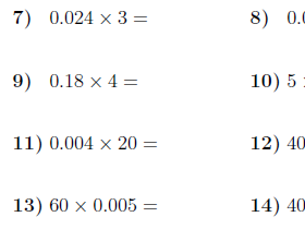 Multiplying decimals and whole numbers worksheet (with solutions ...