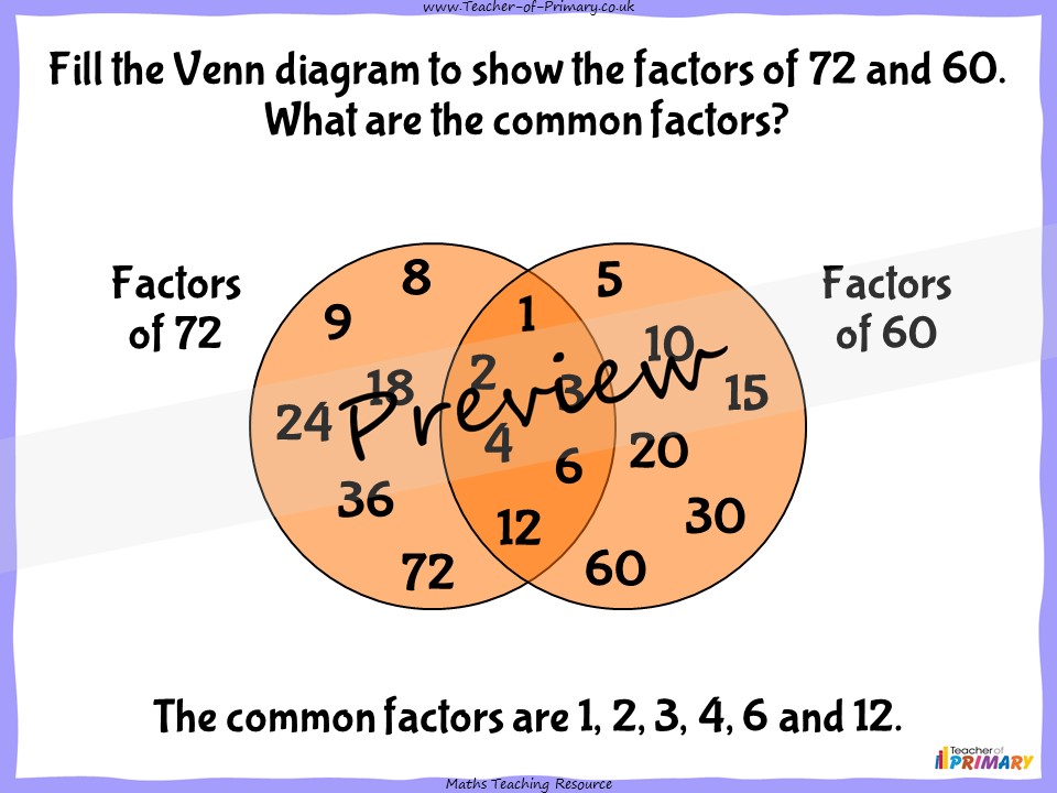 Common Factors Activity Year 5 Teaching Resources