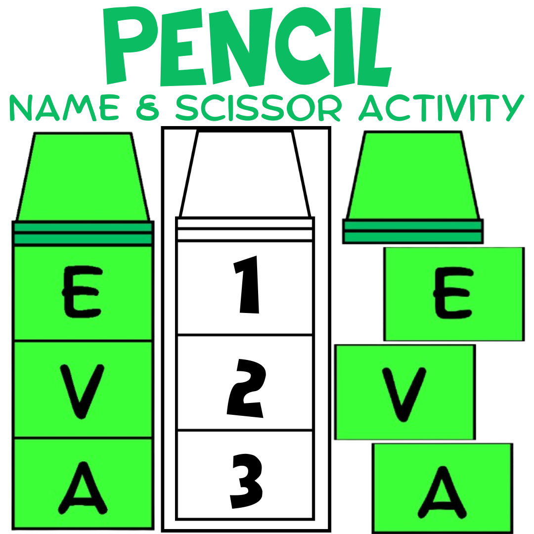 Back to School Craft Cutting Practice Bulletin Board Pencil Name Puzzle ...