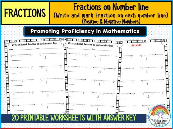 Fractions on Number Line (Positive & Negative Fractions – Write and ...