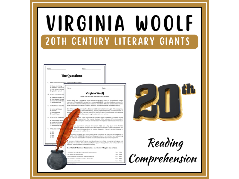 Virginia Woolf Reading Comprehension Passages & Questions Worksheets ...