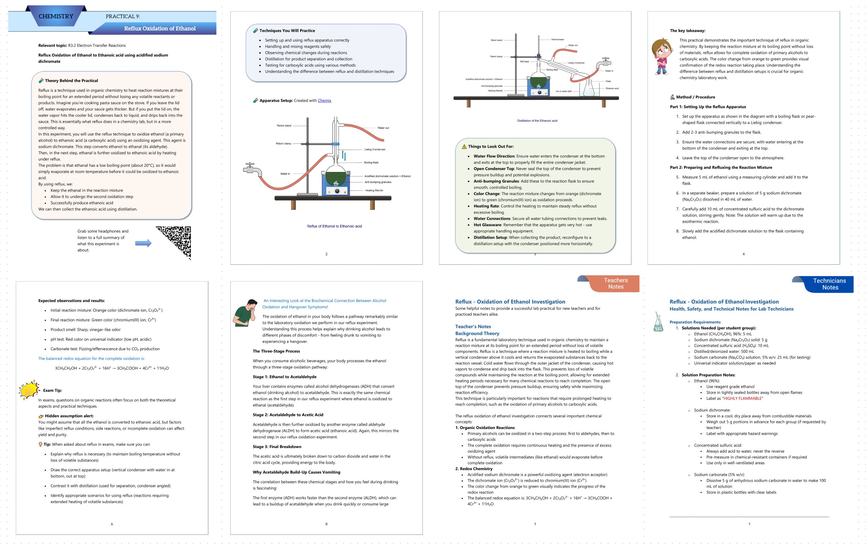 IB DP Chemistry Reflux Heating and Oxidation of Ethanol Lab Notes 2026 ...