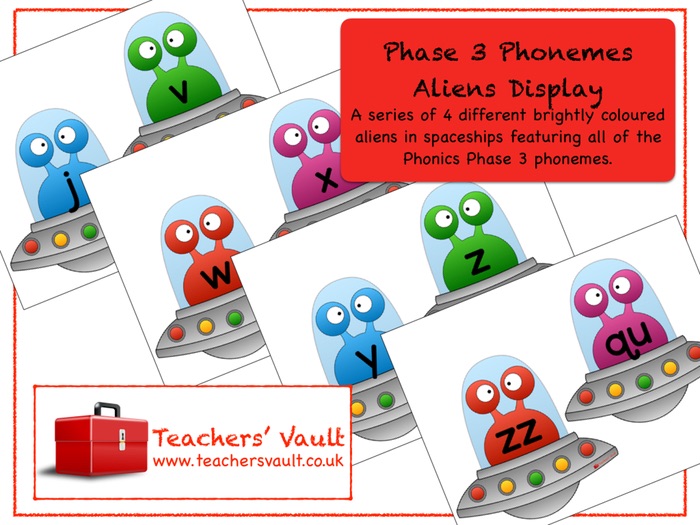 Phase 3 Phonemes Aliens Display | Teaching Resources