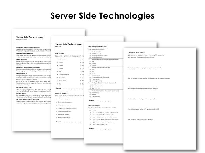 Server Side Technologies Teaching Resources