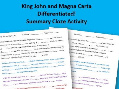Magna Carta DIFFERENTIATED cloze | Teaching Resources