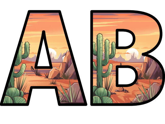 Desert Sun Hot Arid Biomes Lettering Set Display Title Letters Numbers ...