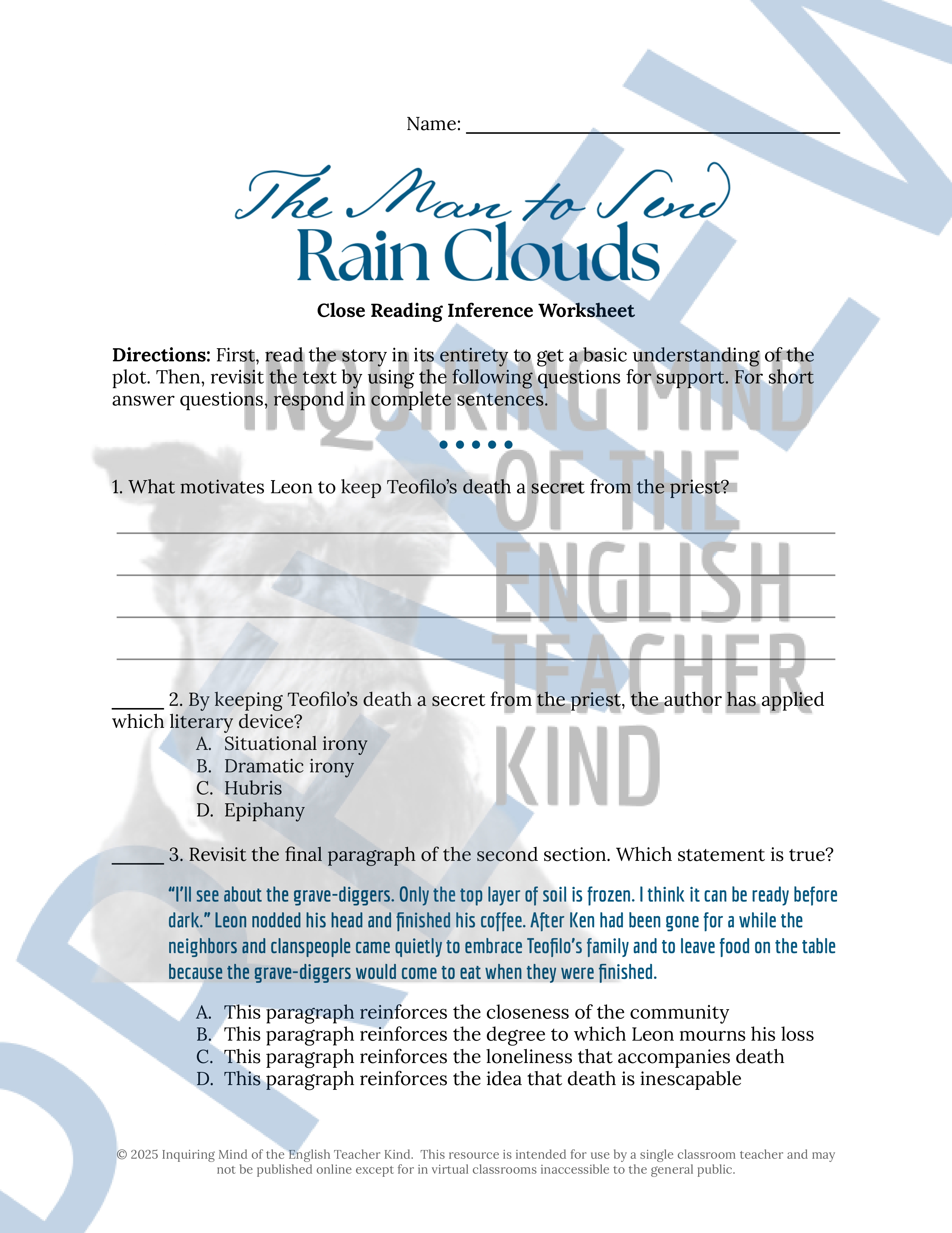"The Man to Send Rain Clouds" by Leslie Marmon Silko Close Reading ...