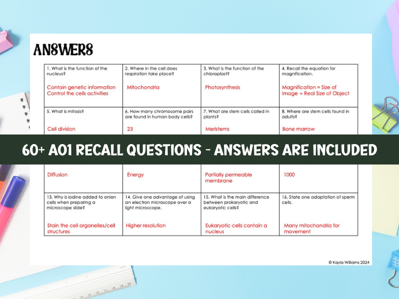 Biology GCSE Worksheets: Warm-Up Activities | Teaching Resources