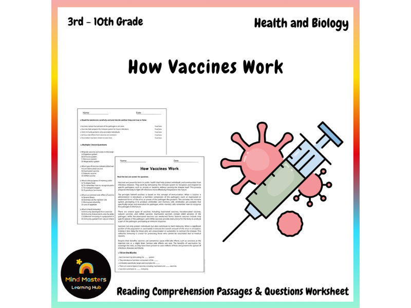 How Vaccines Work Reading Comprehension Passages & Questions Worksheets ...