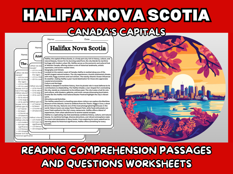 Halifax Nova Scotia - Canada’s Capitals Reading Comprehension Passages ...