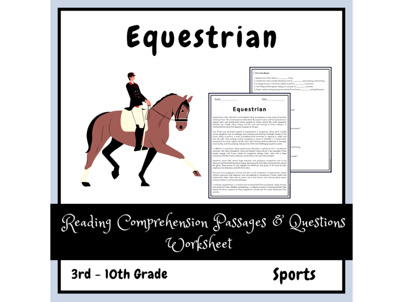 Equestrian Reading Comprehension Passages & Questions Worksheets ...