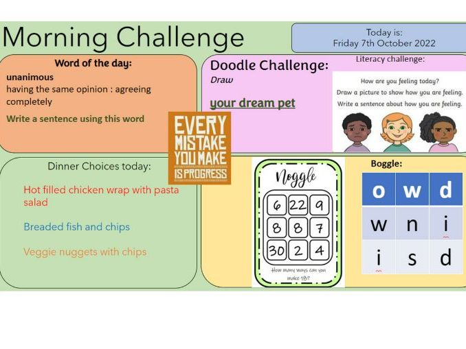 First Level (P4) 8 weeks of Morning Challenges | Teaching Resources