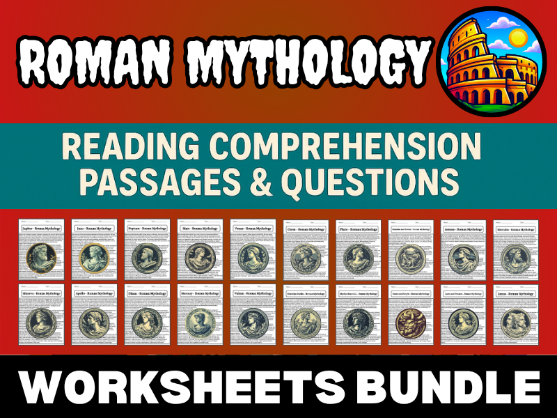 Roman Mythology Reading Comprehension Passages and Questions Worksheets ...