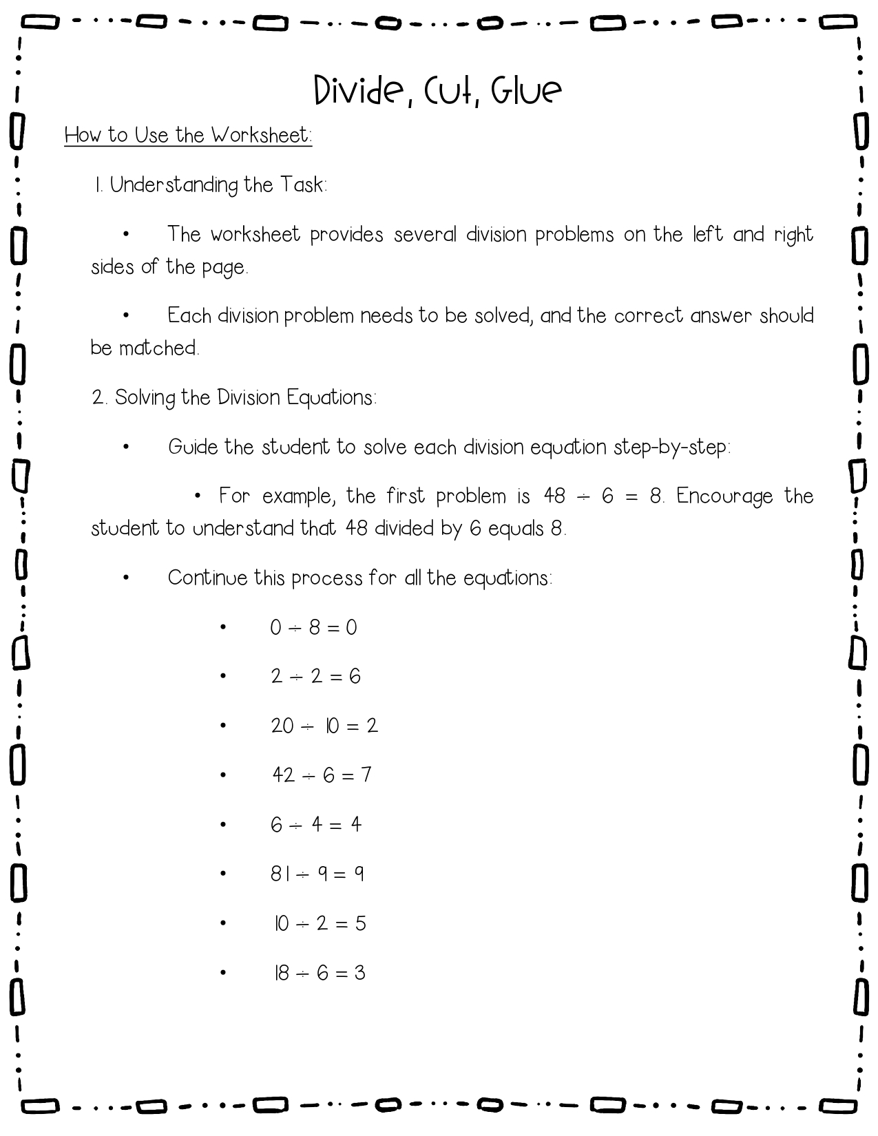 Cut and Glue & Division Model Worksheets | Teaching Resources