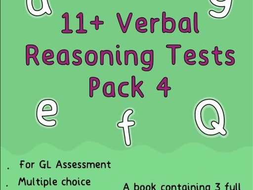 11+ Verbal Reasoning Tests Pack 3 (3 full tests) | Teaching Resources