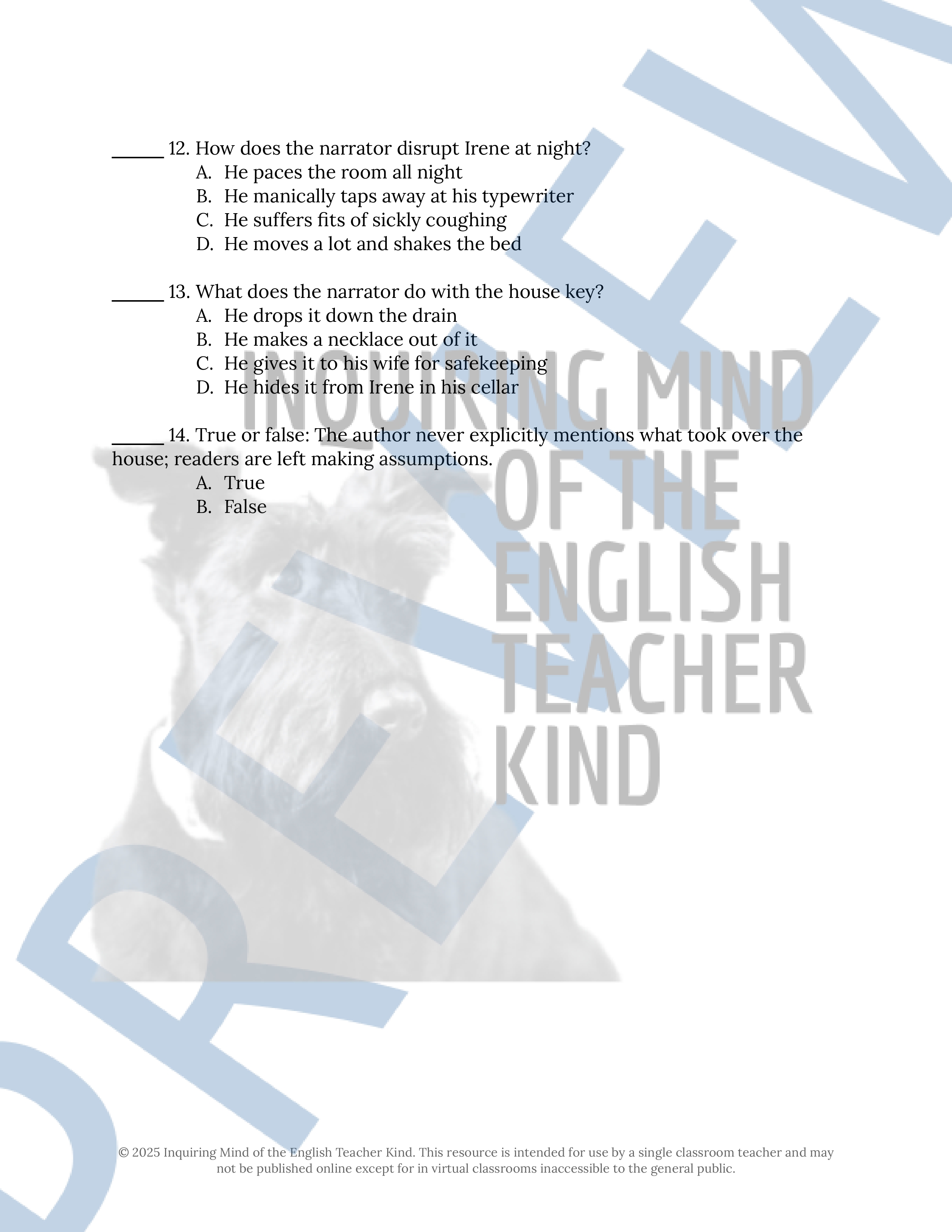 "House Taken Over" by Julio Cortázar Quiz and Answer Key | Magical ...