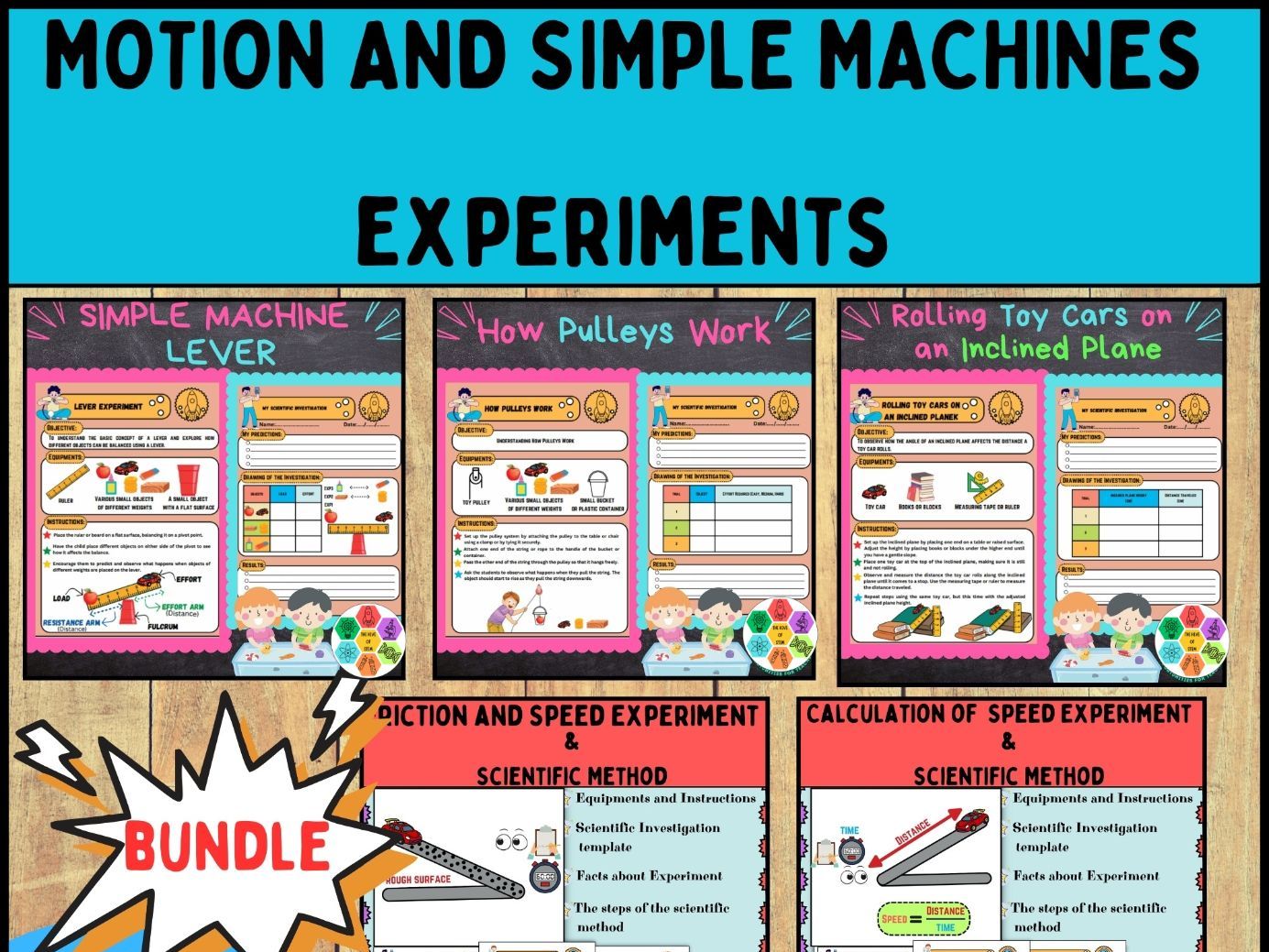 Motion And Simple Machines Experiments Bundle : STEM activities and ...