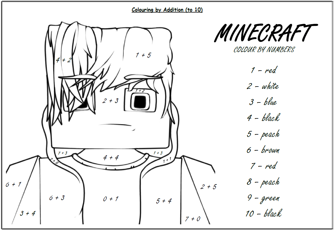Minecraft Math Coloring Addition Worksheets Coloring Pages