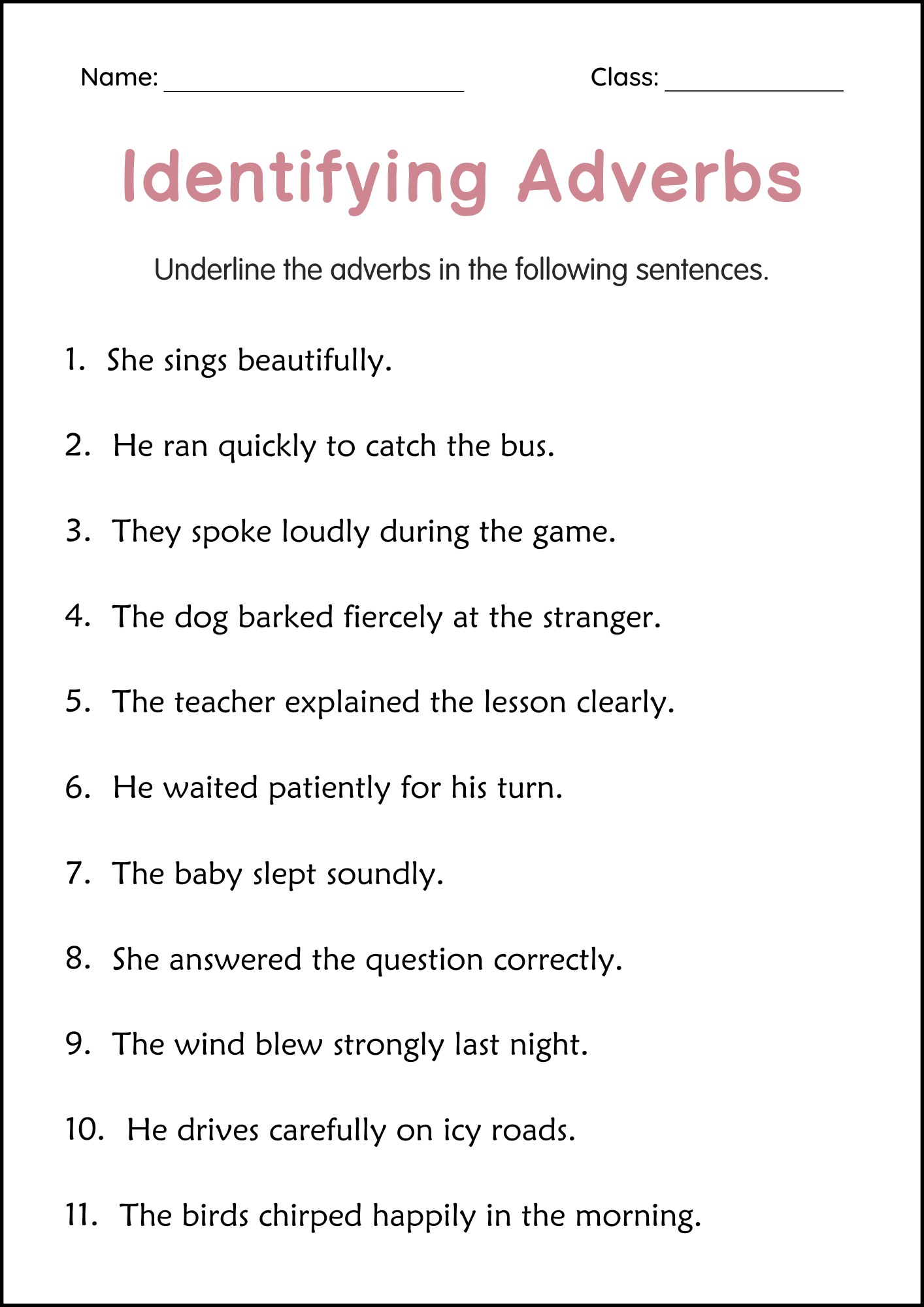 Identifying Adverbs - Adverbs of Manner - Adverbs of Time and Place ...