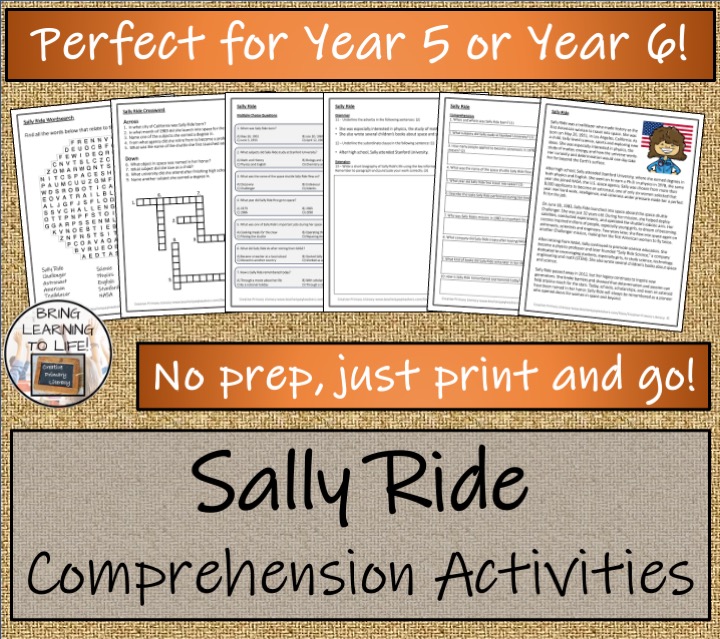 Sally Ride Reading Comprehension Activities | Year 5 or Year 6 ...