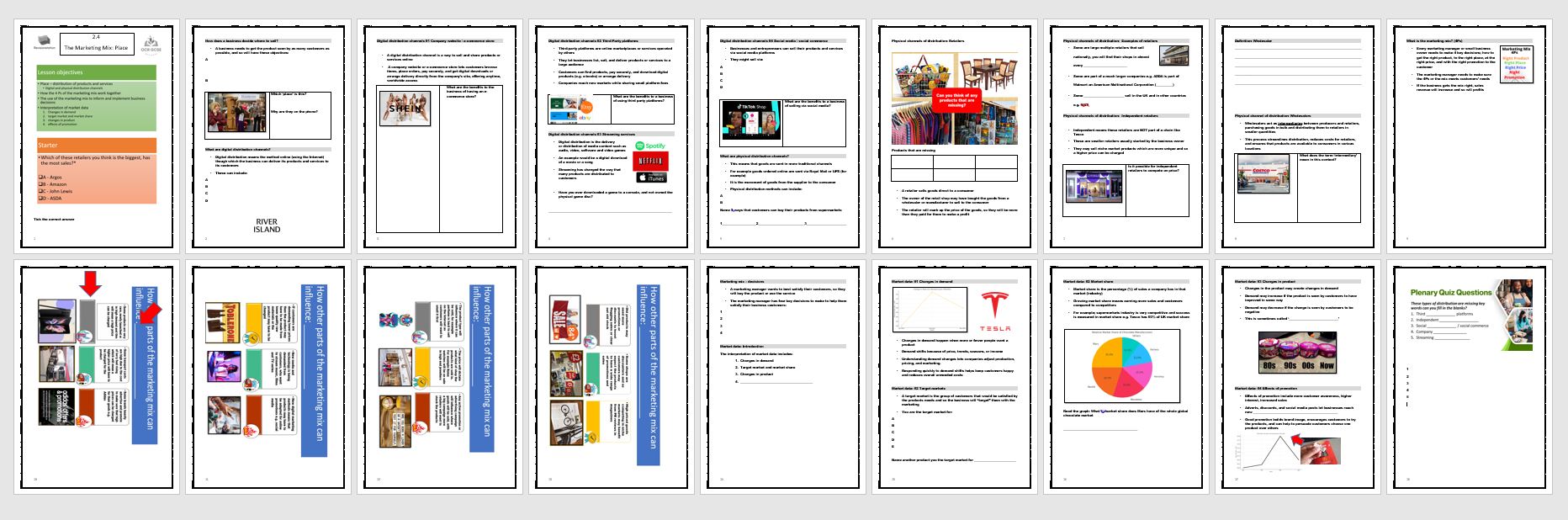 OCR GCSE BUSINESS 2.4 The Marketing mix (all 4 lessons) | Teaching ...