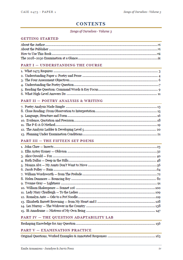 CIE 0475 Songs of Ourselves Vol.3 | In-Depth Analysis of the 15 Set ...