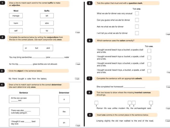 YEAR 6 SATS ENGLISH SPAG PAPER 46 Q CONDENSED LESS PRINTING WORD
