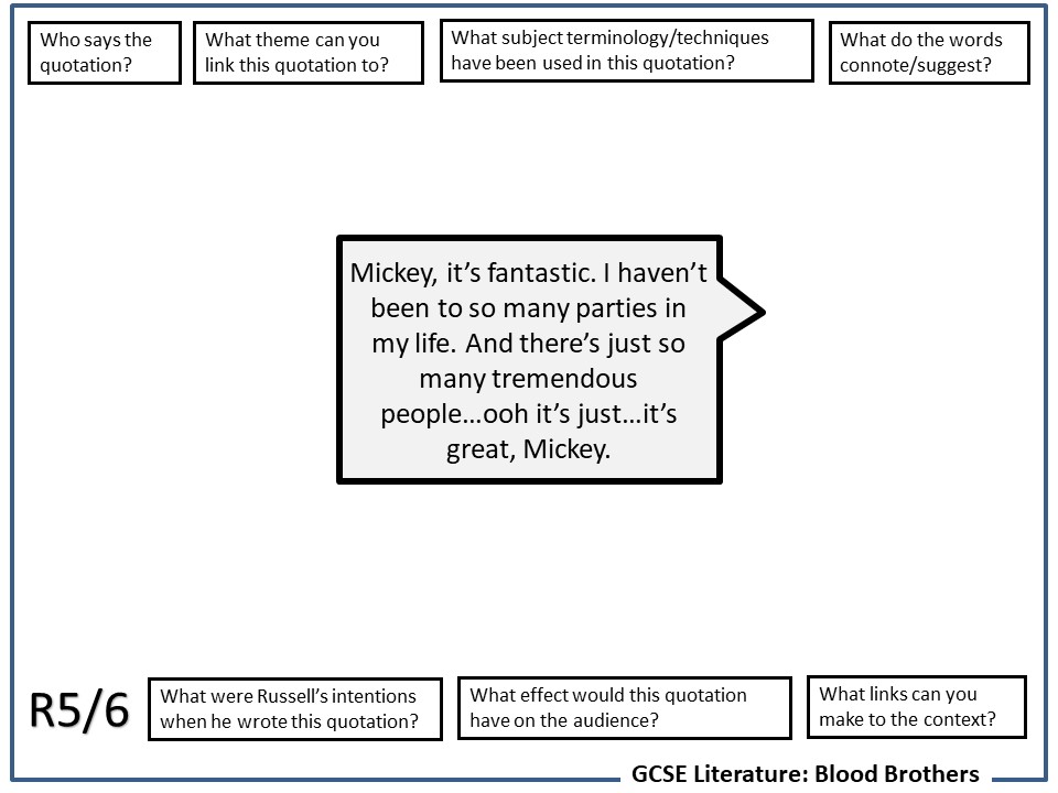 Blood Brothers Exploding Quotations GCSE English | Teaching Resources