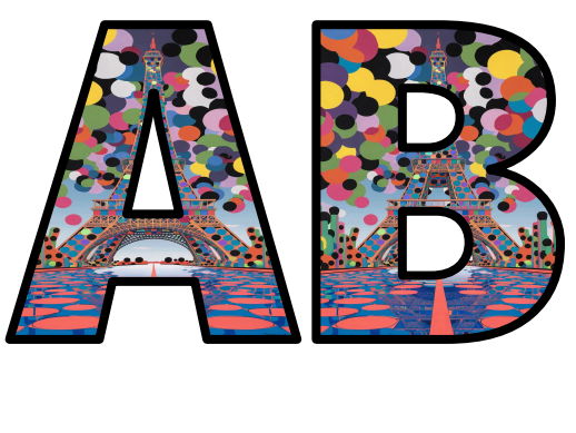 Eiffel Tower Artistic Lettering Set Display Title Letters Numbers Signs ...